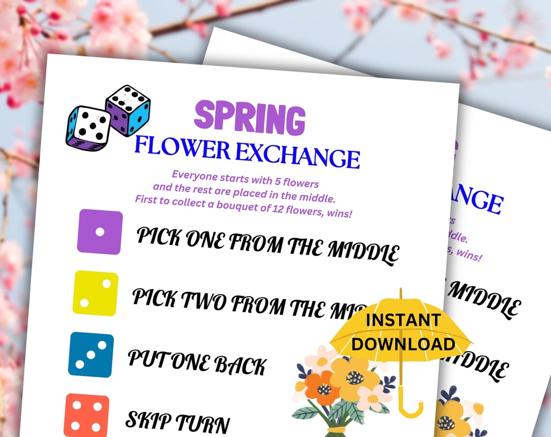 Printable Spring Flower Exchange Dice Game | Spring Activity for Kids ...