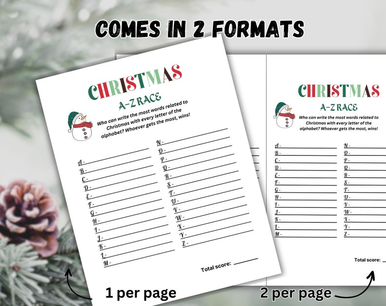 Printable Christmas A-Z Race | Christmas Activity for Kids and Adults ...