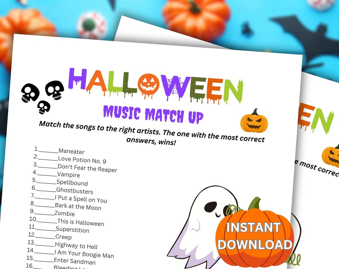 Printable Halloween Music Match Game | Rock Music | Halloween Activity ...
