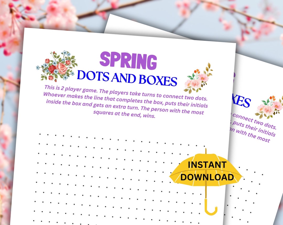 Printable Spring Dots and Boxes | Spring Activity for Kids and Adults ...