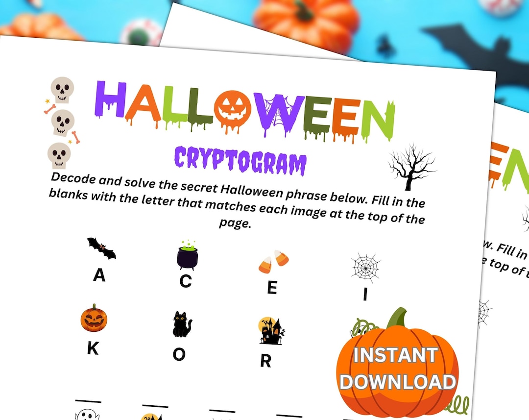 Printable Halloween Cryptogram | Halloween Activity for Kids and Adults ...