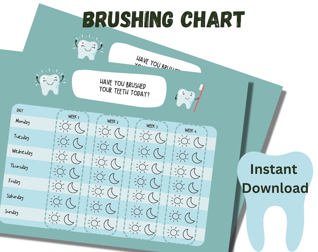 Teeth Brushing Chart Tooth Brushing Chart Toddler Reward - Etsy