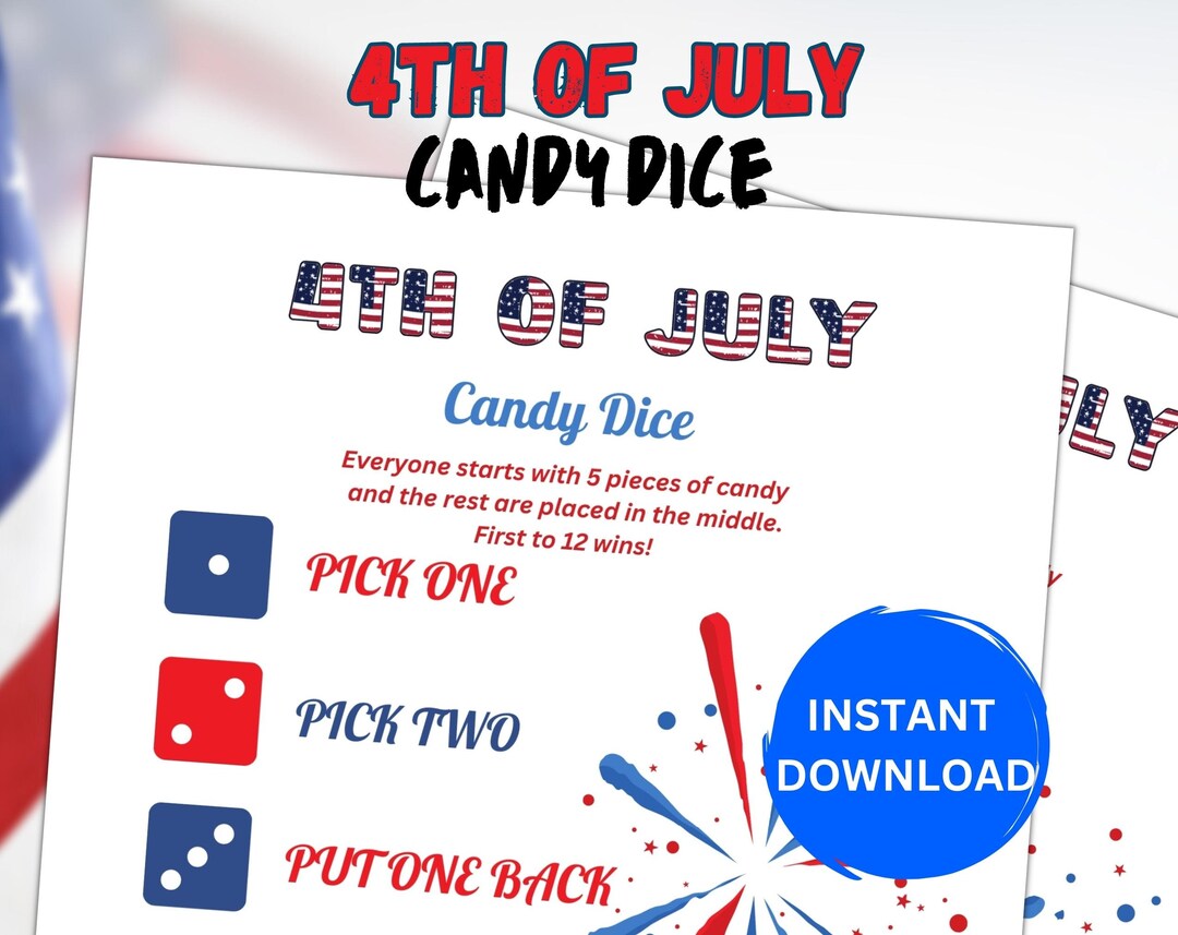 4th of July Candy Dice Game | Printable Party Activity for Kids ...