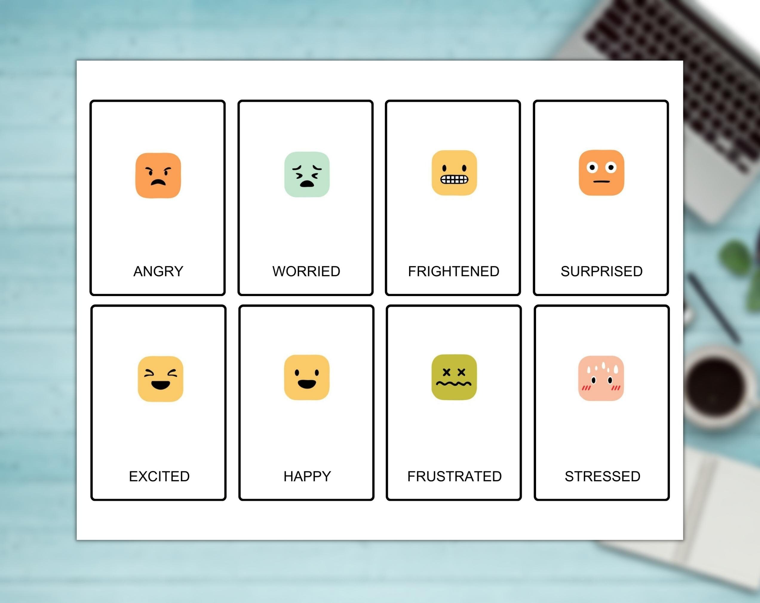 Printable Emotion Faces Flash Cards Montessori Cards 36 - Etsy