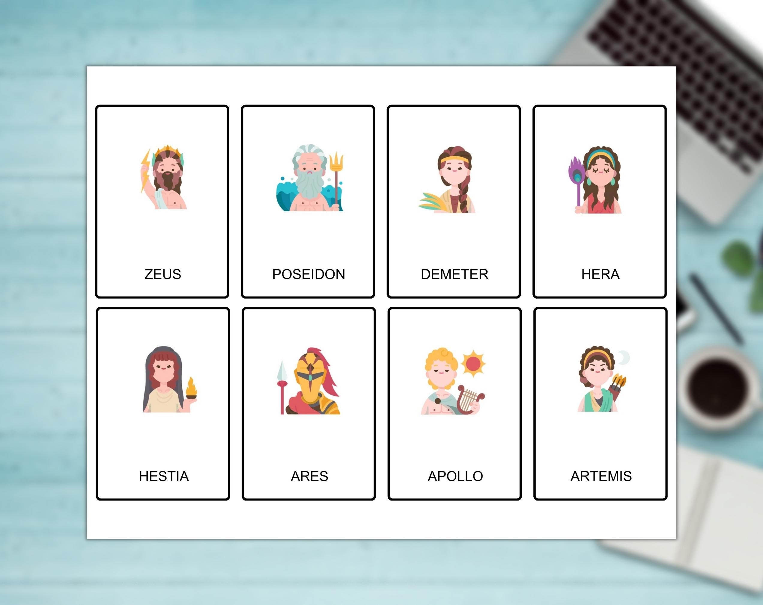 Printable Greek Mythology Flash Cards | Montessori Cards | 24 ...
