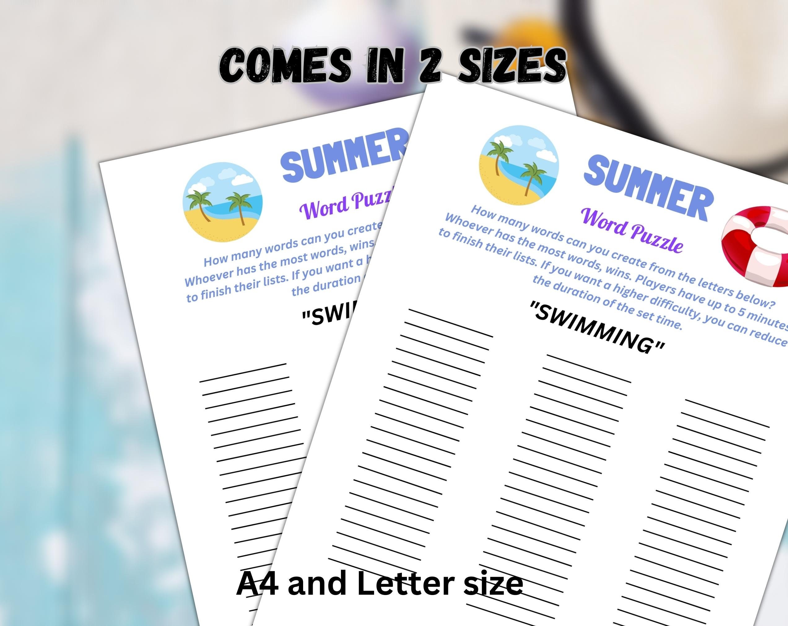 Printable Summer Word Puzzle Game Summer Activity for Kids - Etsy
