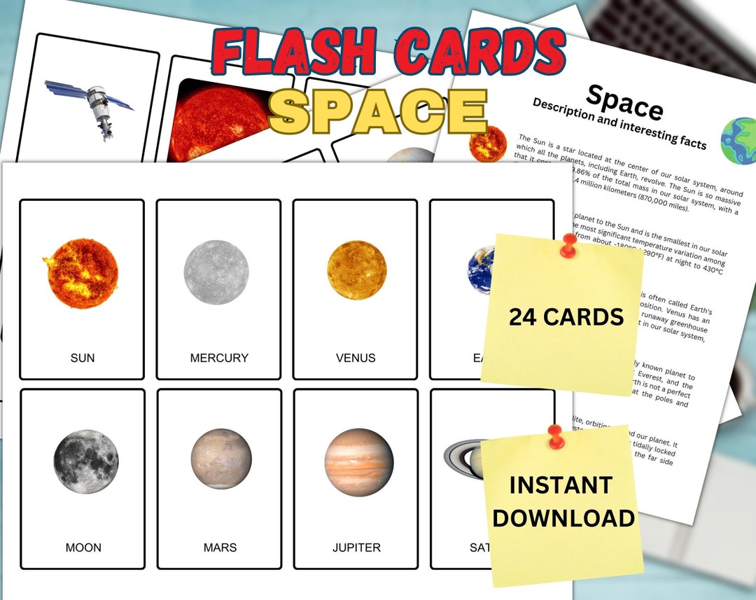 Printable Space Flash Cards | Montessori Cards | 24 Nomenclature Flash ...