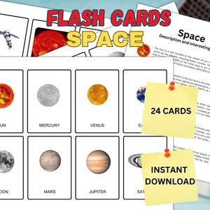 Printable Space Flash Cards | Montessori Cards | 24 Nomenclature Flash ...