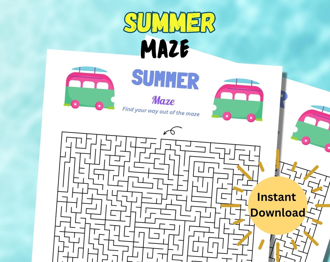 Printable Summer Maze Summer Activity for Kids and Adults - Etsy