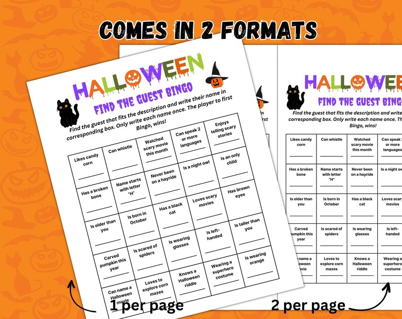 Printable Halloween Find the Guest Bingo Halloween Activity - Etsy