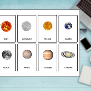 Printable Space Flash Cards | Montessori Cards | 24 Nomenclature Flash ...