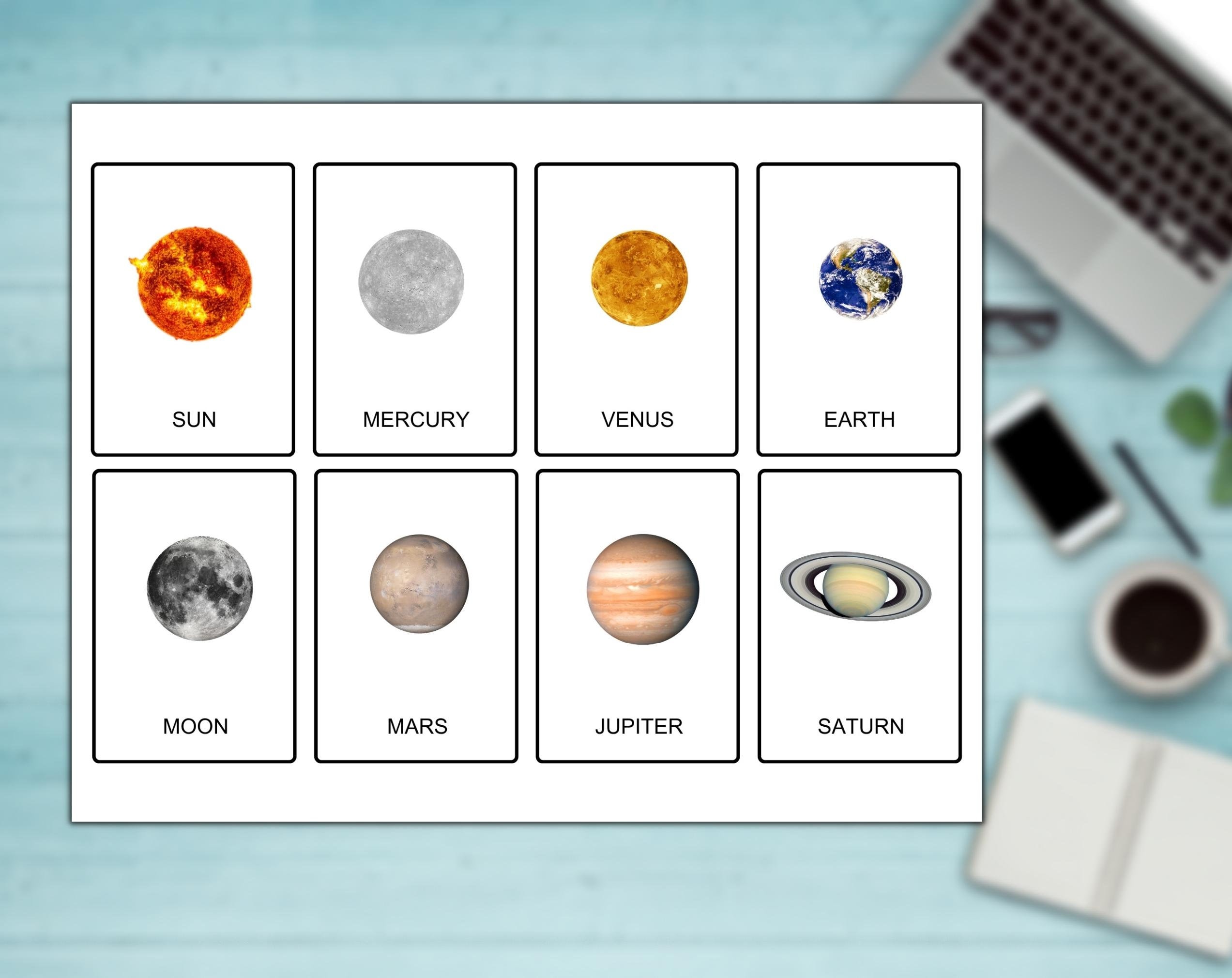 Printable Space Flash Cards | Montessori Cards | 24 Nomenclature Flash ...
