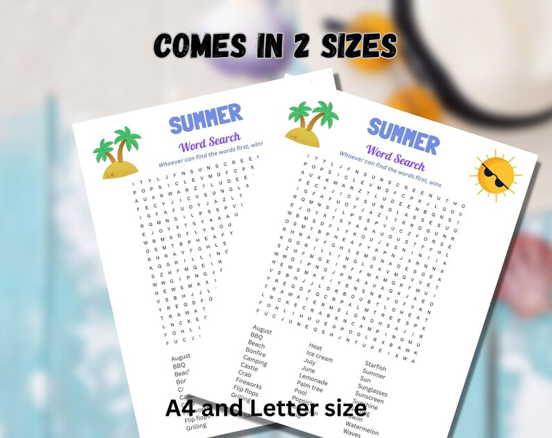 Printable Summer Word Search | Summer Activity for Kids and Adults ...