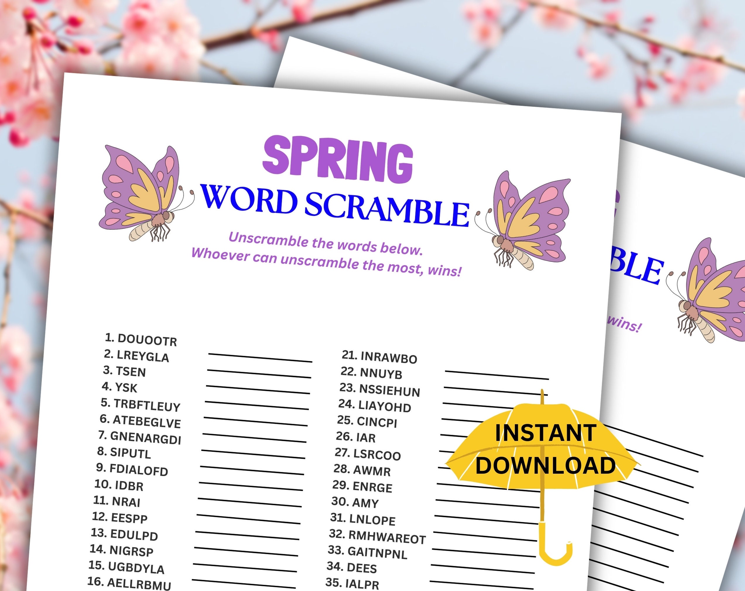 Printable Spring Word Scramble Spring Activity for Kids and Adults ...