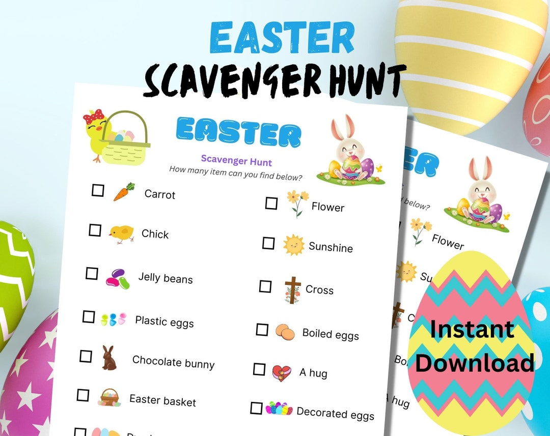 Printable Easter Scavenger Hunt for Kids | Easter Day Party Games ...