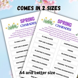 Printable Spring Charades Game | Spring Activity for Kids and Adults ...