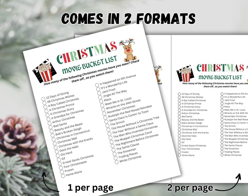 Printable Christmas Movie Bucket List Game | Christmas Activity for ...