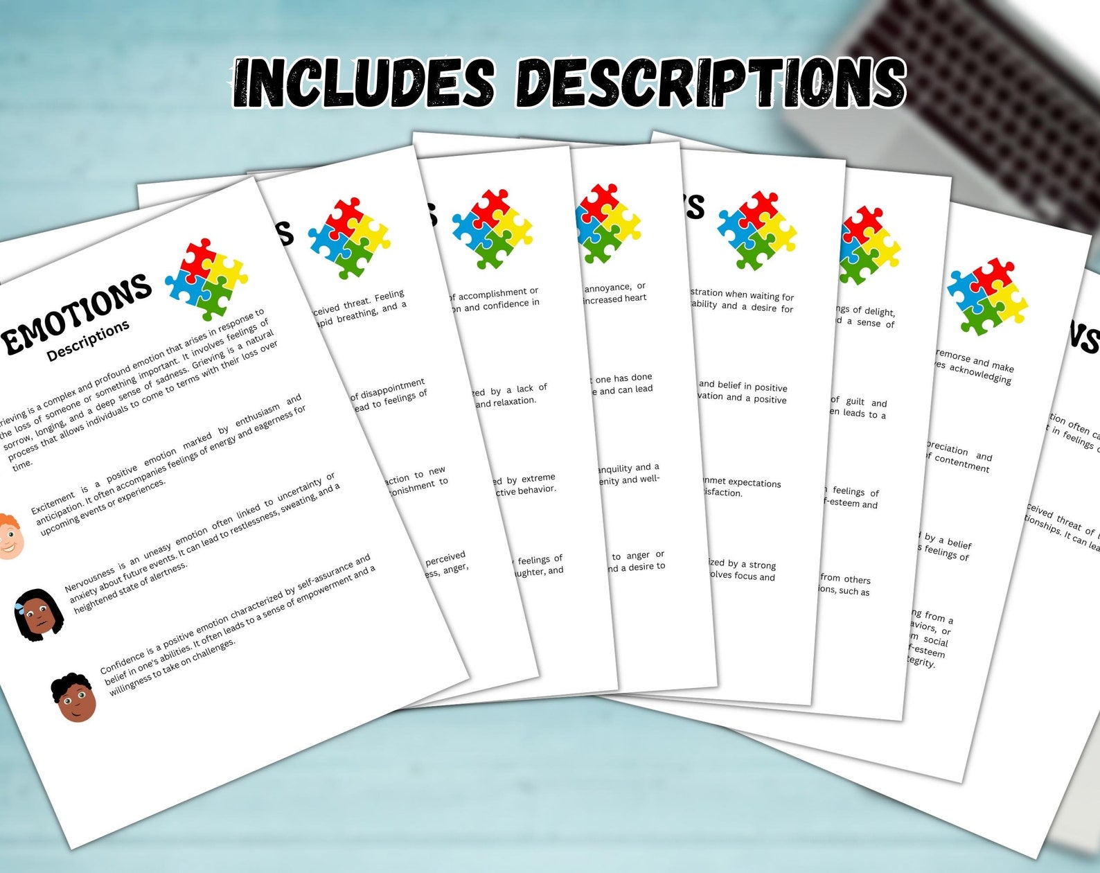 Printable Feelings Chart Flash Cards | Montessori Cards | 30 ...