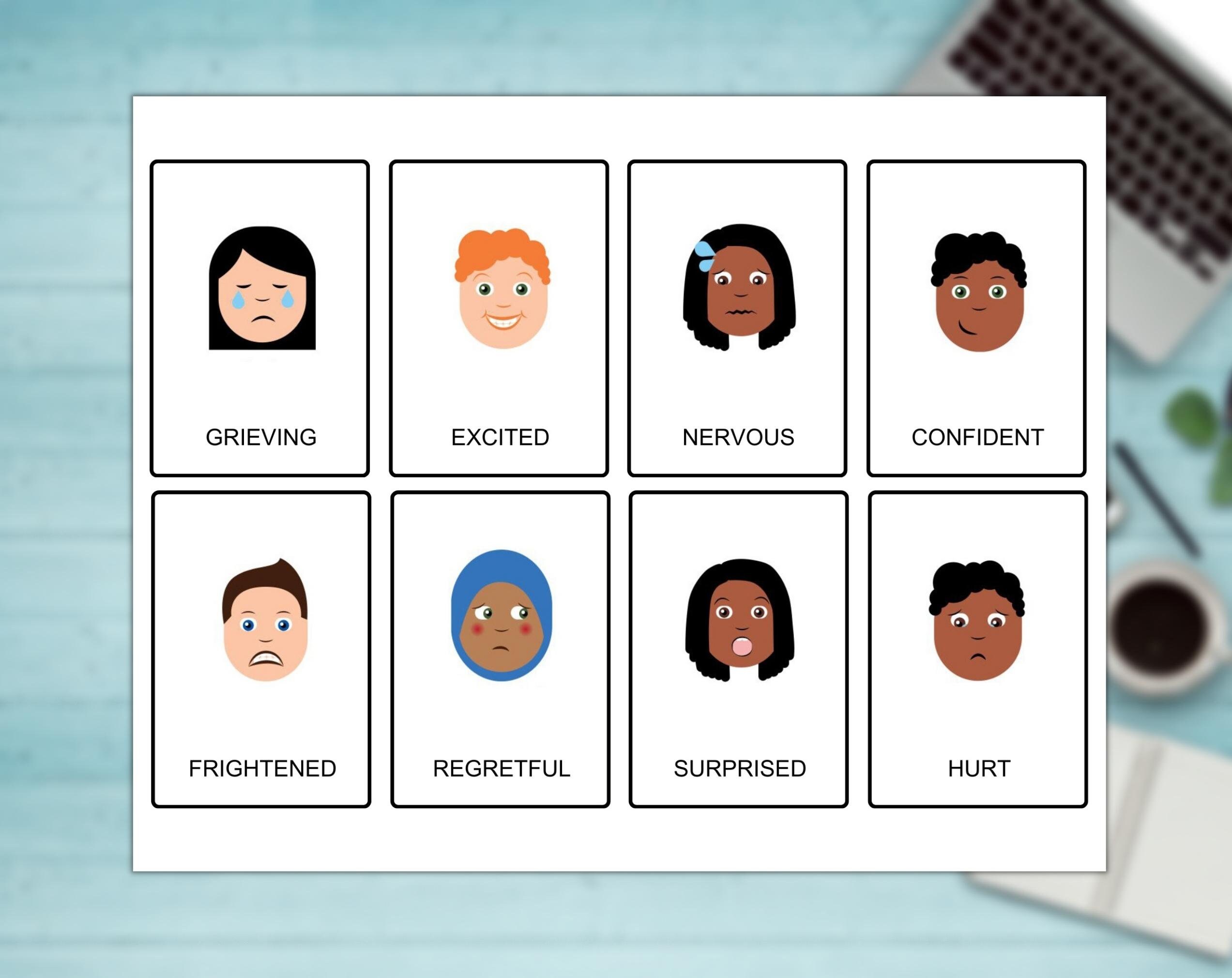 Printable Feelings Chart Flash Cards Montessori Cards 30 Nomenclature ...