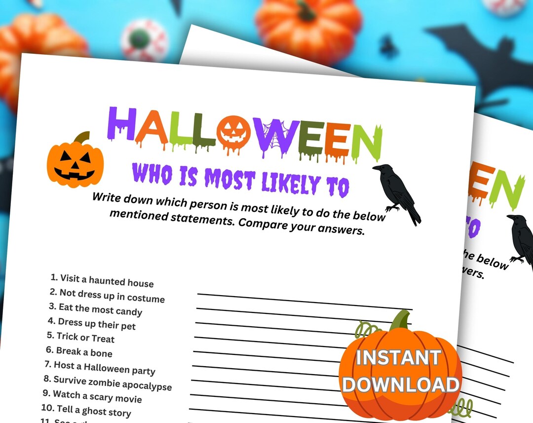 Halloween Most Likely to Game | Printable Party Activity for Kids ...