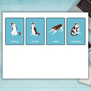 Printable Dog Feelings Language Flash Cards | Montessori Cards | 12 ...