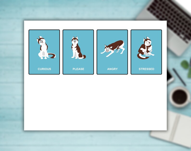 Printable Dog Feelings Language Flash Cards | Montessori Cards | 12 ...