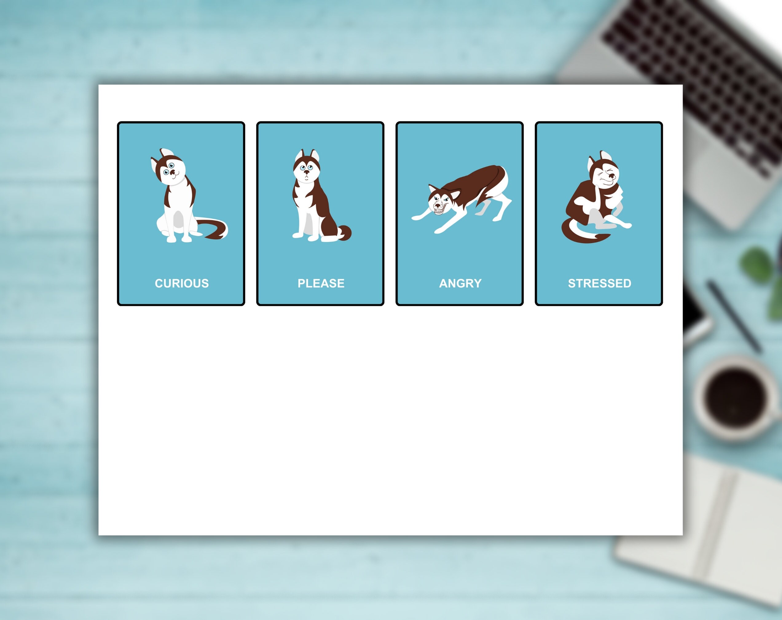 Printable Dog Feelings Language Flash Cards | Montessori Cards | 12 ...