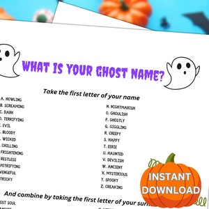 Printable What is Your Ghost Name? | Halloween Activity for Kids and ...