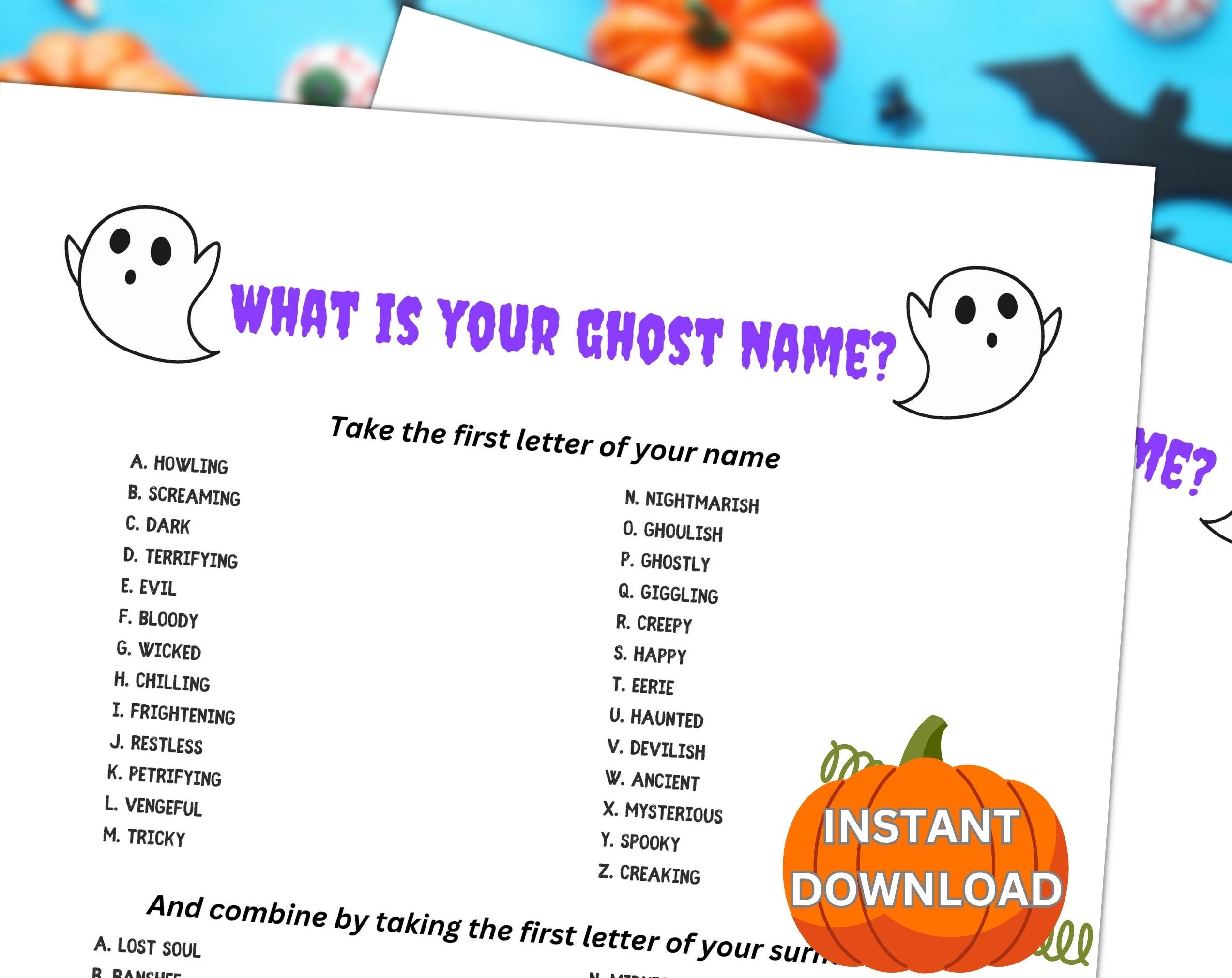 Printable What is Your Ghost Name? | Halloween Activity for Kids and ...
