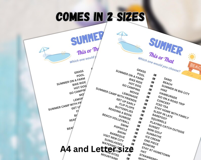 Printable Summer This or That | Summer Activity for Kids and Adults ...