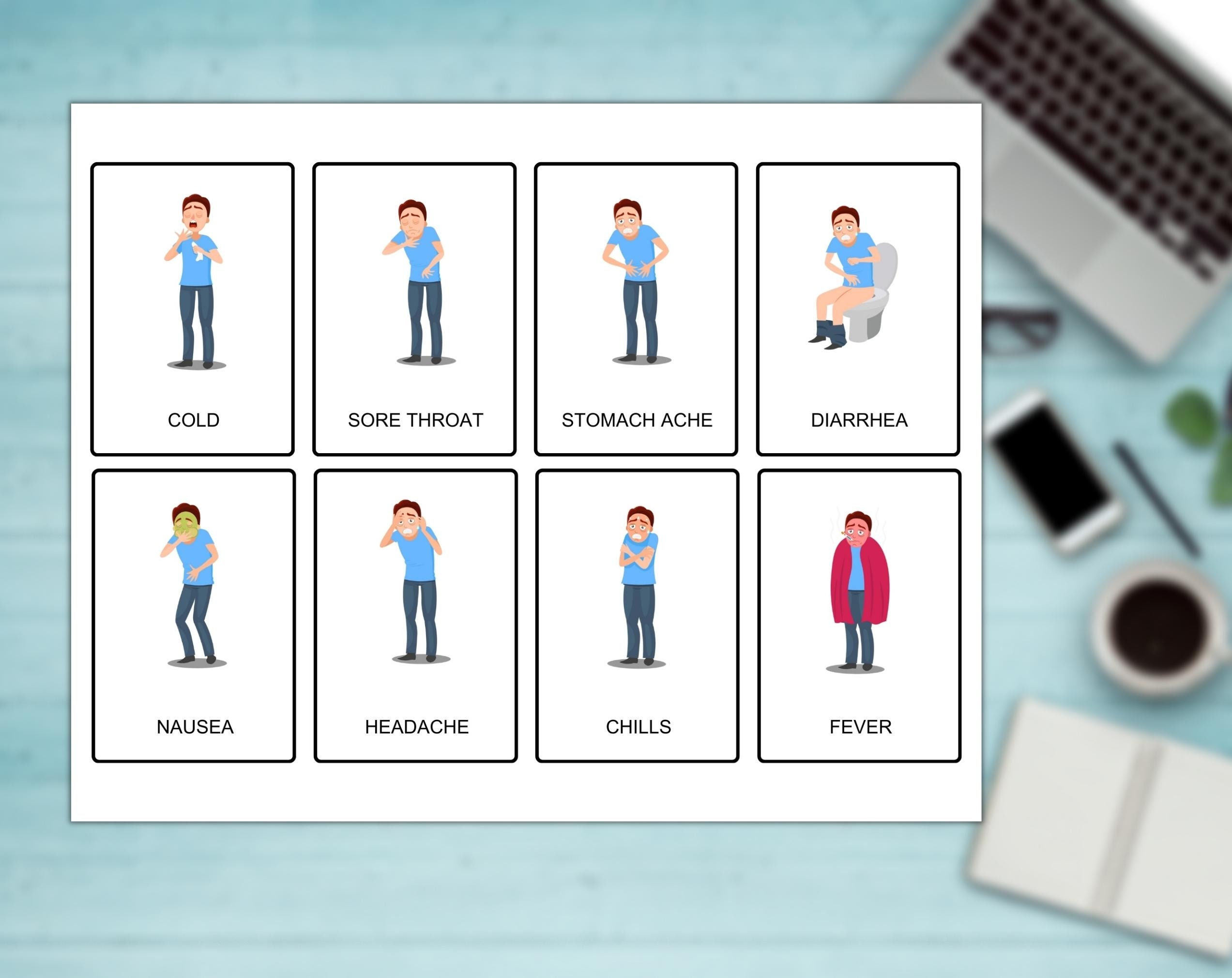 Printable Illnesses and Diseases Flash Cards Montessori Cards 10 ...