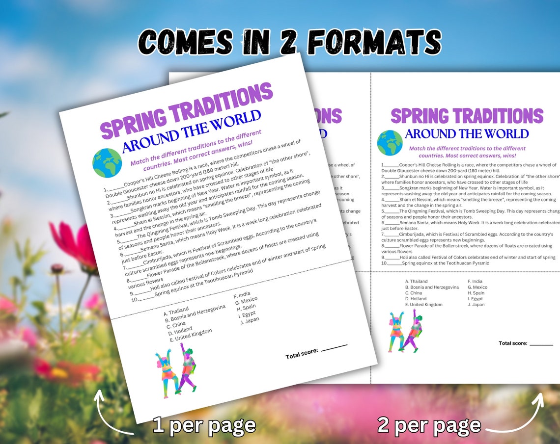 Spring Traditions Around the World Game | Printable Party Activity for ...
