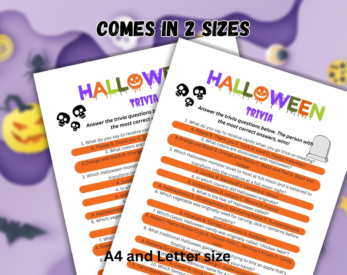 Printable Halloween Trivia Game | Halloween Activity for Kids and ...