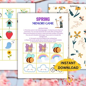 Printable Spring Memory Game | Spring Activity for Kids and Adults ...