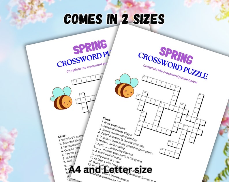 Spring Crossword Puzzle | Printable Party Activity for Kids & Adults ...