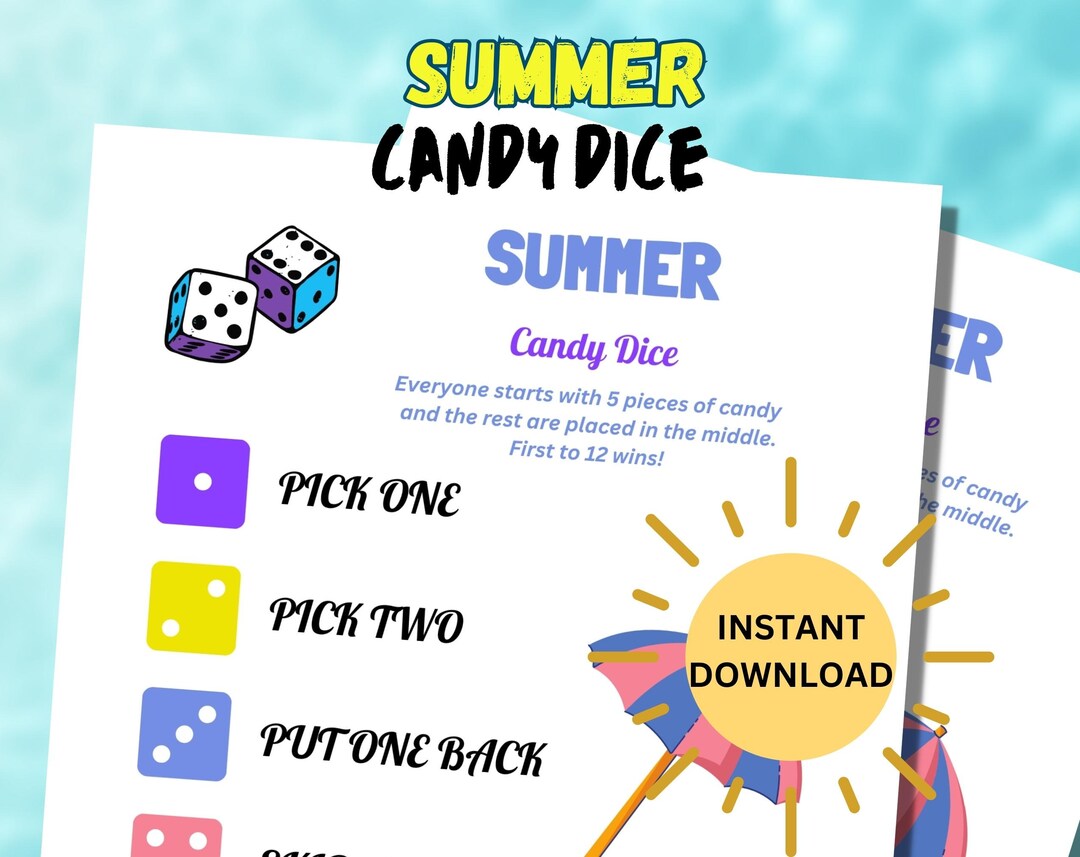 Summer Candy Dice Game | Printable Party Activity for Kids & Adults ...
