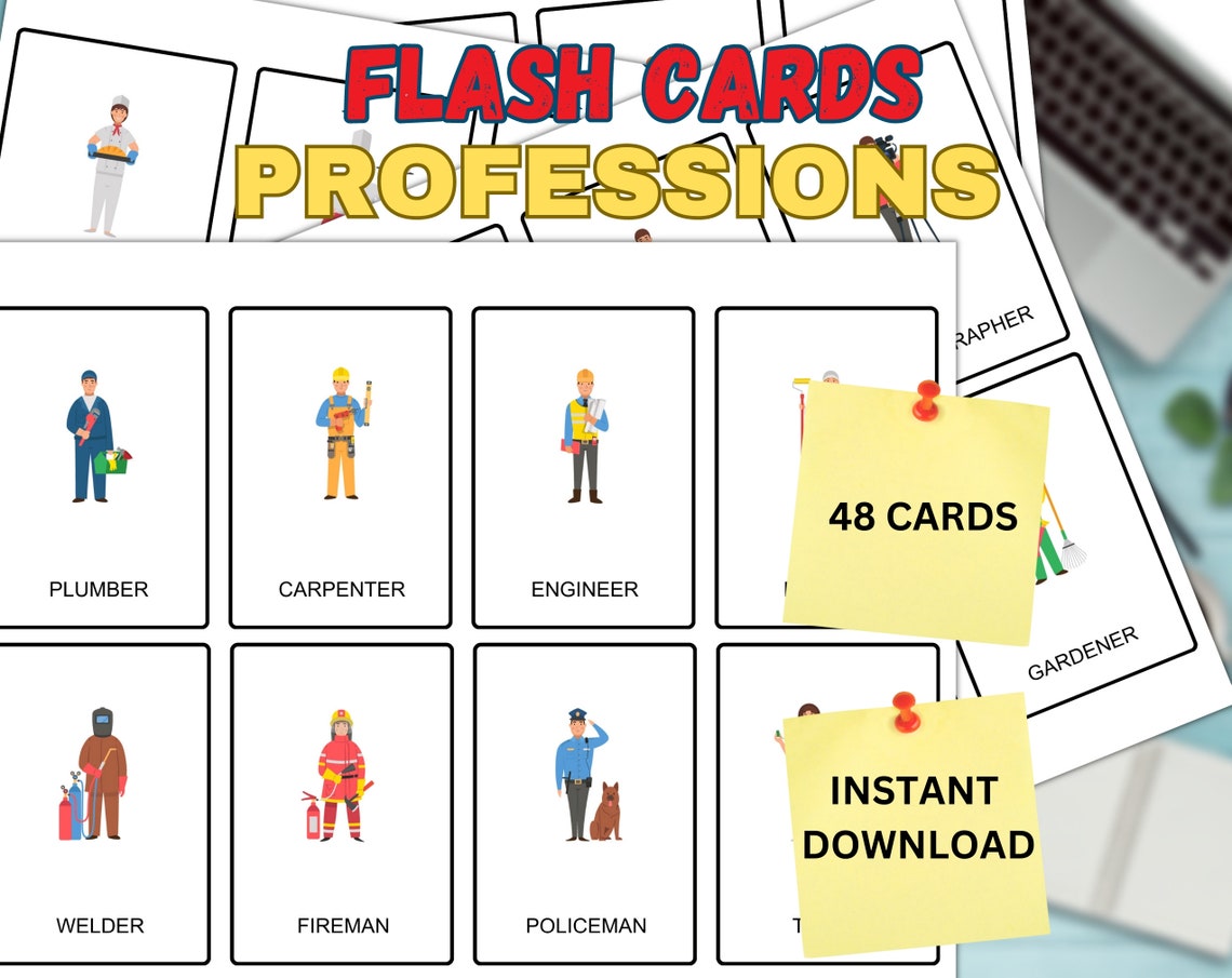Printable Professions Flash Cards | Montessori Cards | 48 Nomenclature ...