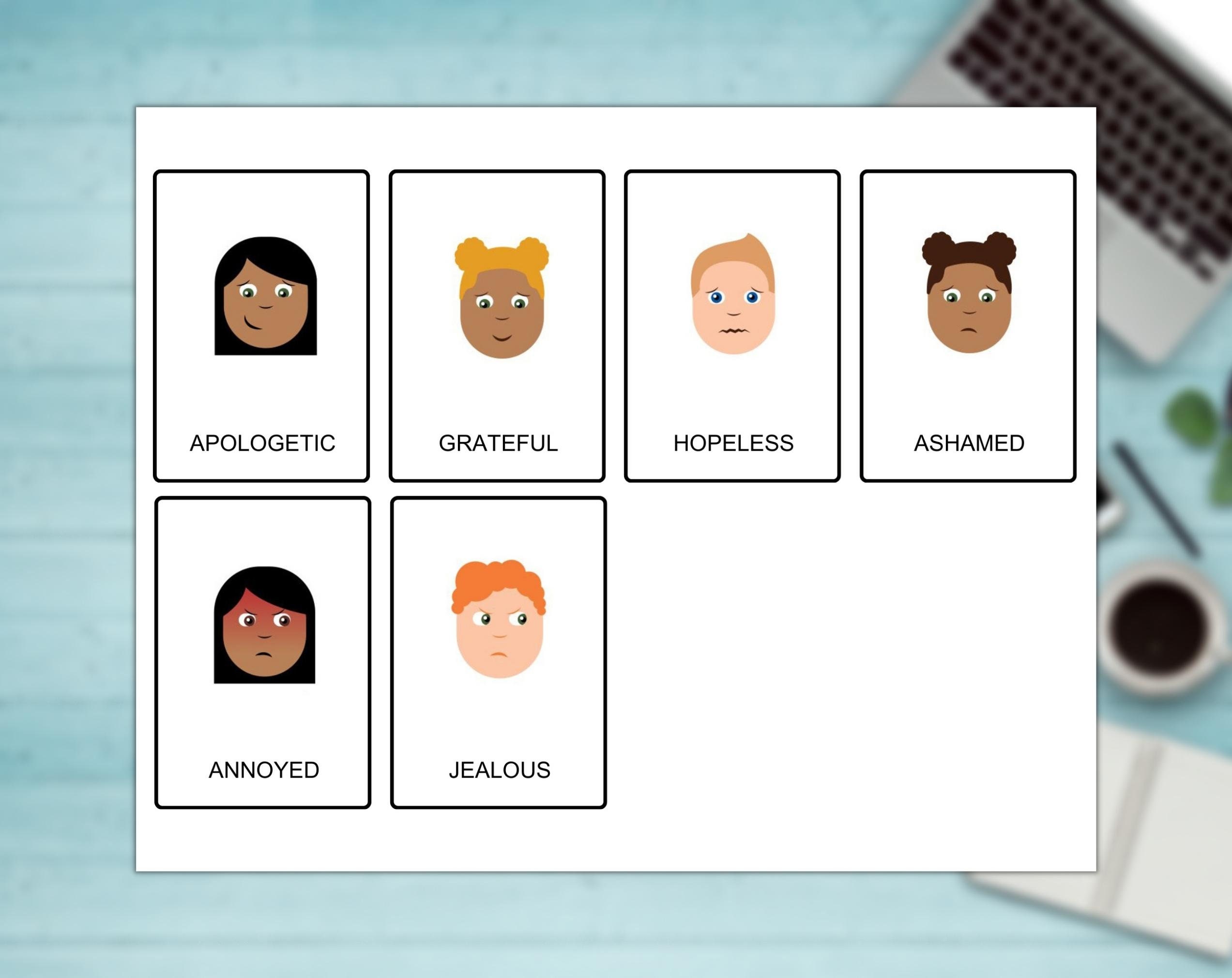 Printable Feelings Chart Flash Cards Montessori Cards 30 Nomenclature ...