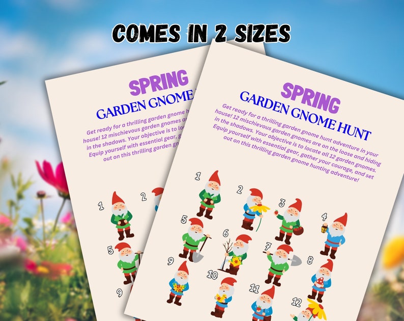 Printable Spring Garden Gnome Hunt for Kids Spring Activity for Kids ...