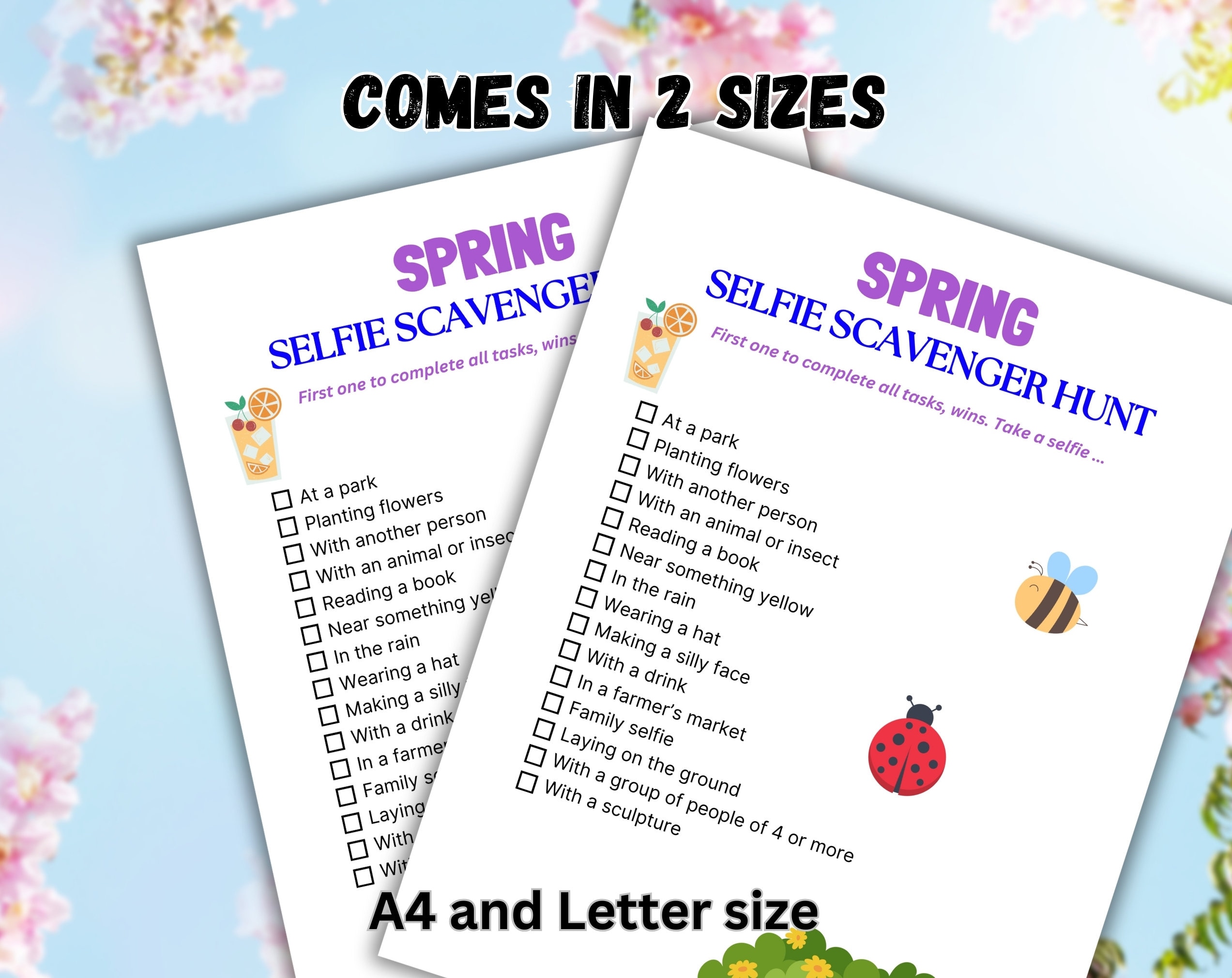 Printable Spring Selfie Scavenger Hunt for Kids | Spring Party Game ...