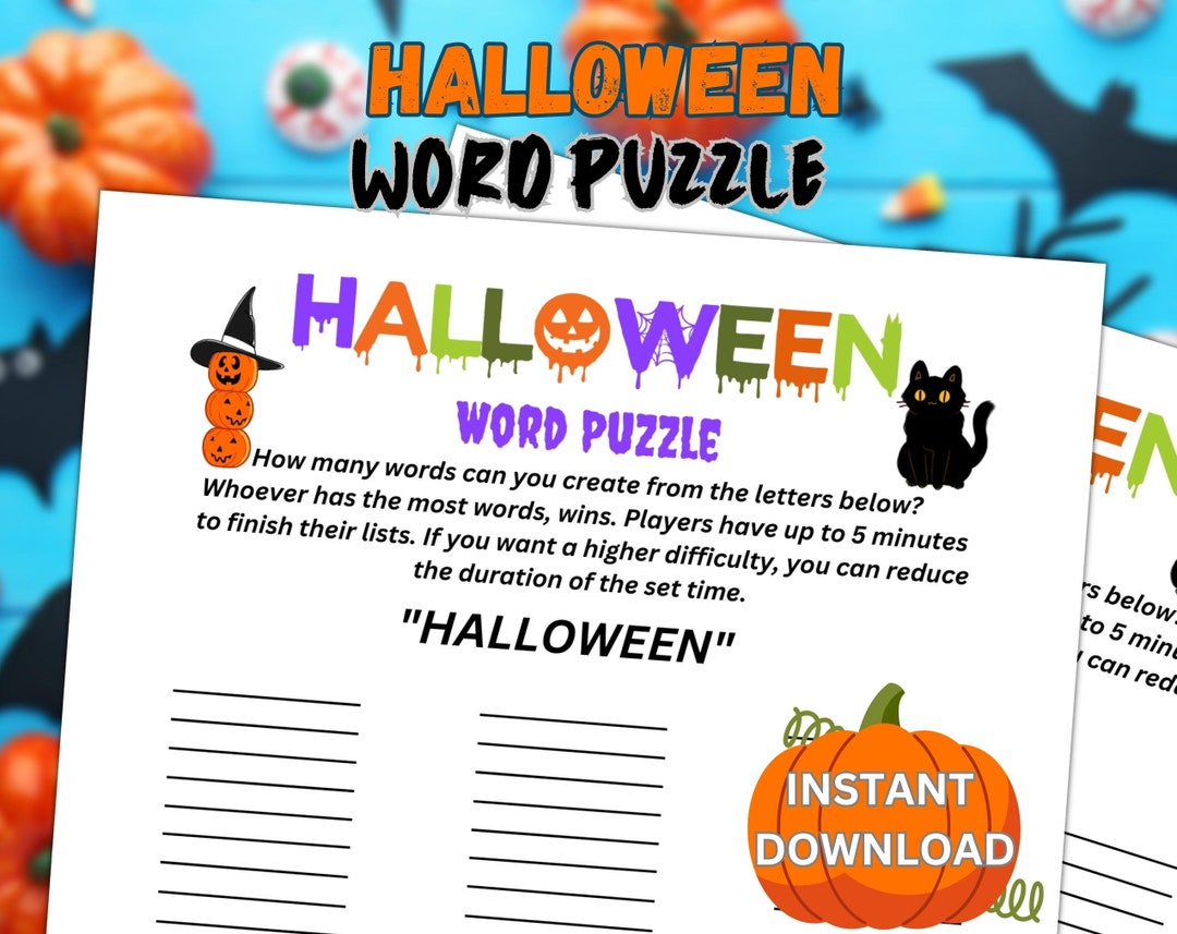 Printable Halloween Word Puzzle Game | Halloween Activity for Kids and ...