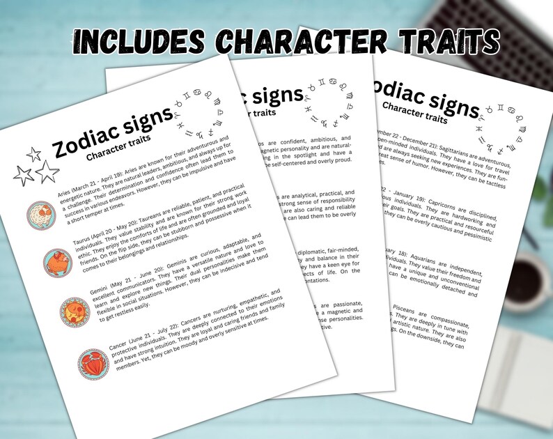 Printable Cartoon Zodiac Signs Flash Cards | Montessori Cards | 48 ...