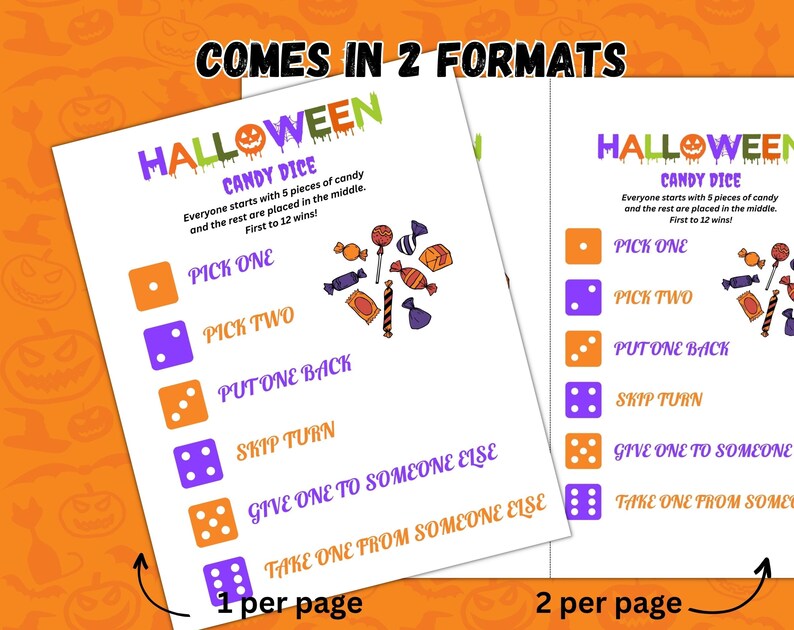Halloween Candy Dice Game | Printable Party Activity for Kids & Adults ...