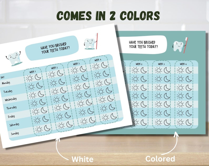 Teeth Brushing Chart Tooth Brushing Chart Toddler Reward Chart Routine ...