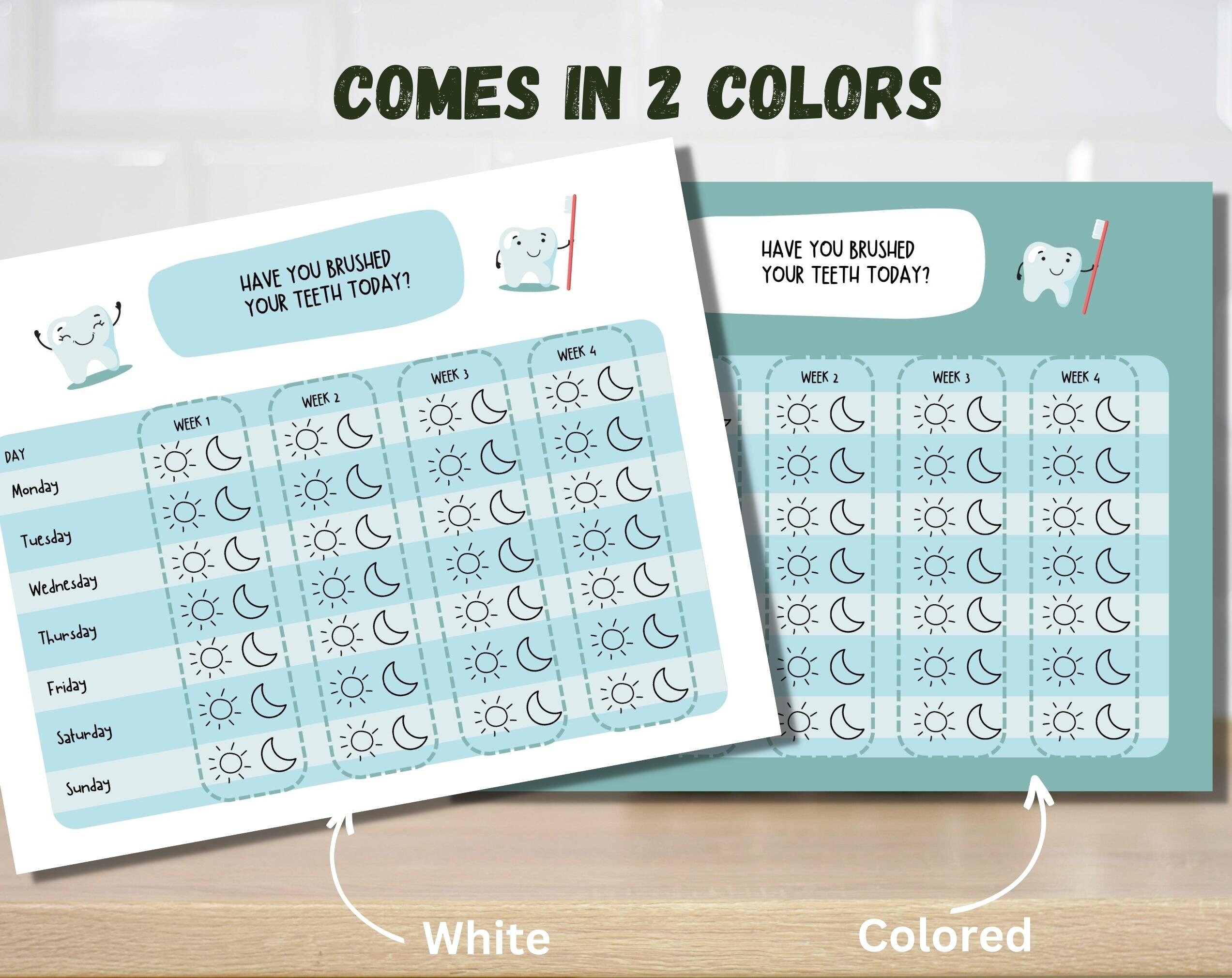 Teeth Brushing Chart | Tooth Brushing Chart | Toddler Reward Chart ...