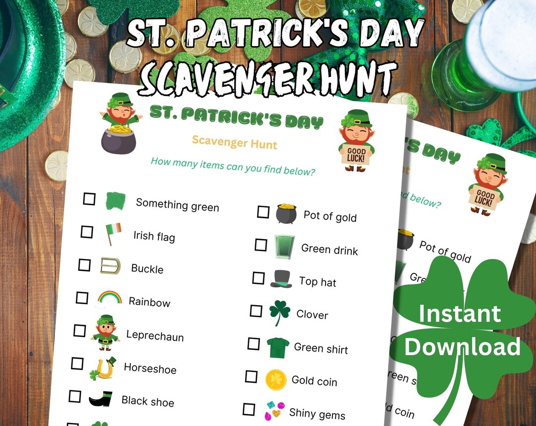 Printable St. Patrick's Day Scavenger Hunt for Kids | St. Patrick's Day ...
