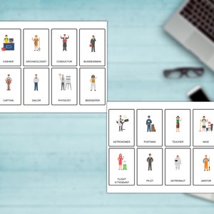 Printable Professions Flash Cards | Montessori Cards | 48 Nomenclature ...