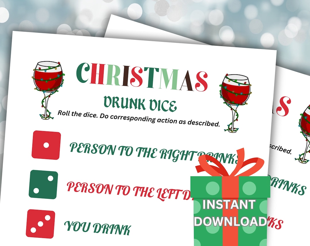 Printable Christmas Drunk Dice Game | Christmas Activity for Kids and ...