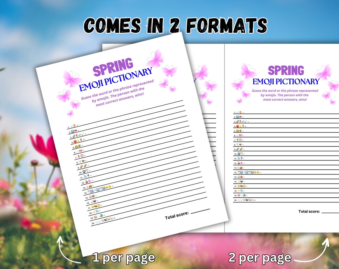 Printable Spring Emoji Pictionary Game | Spring Activity for Kids and ...