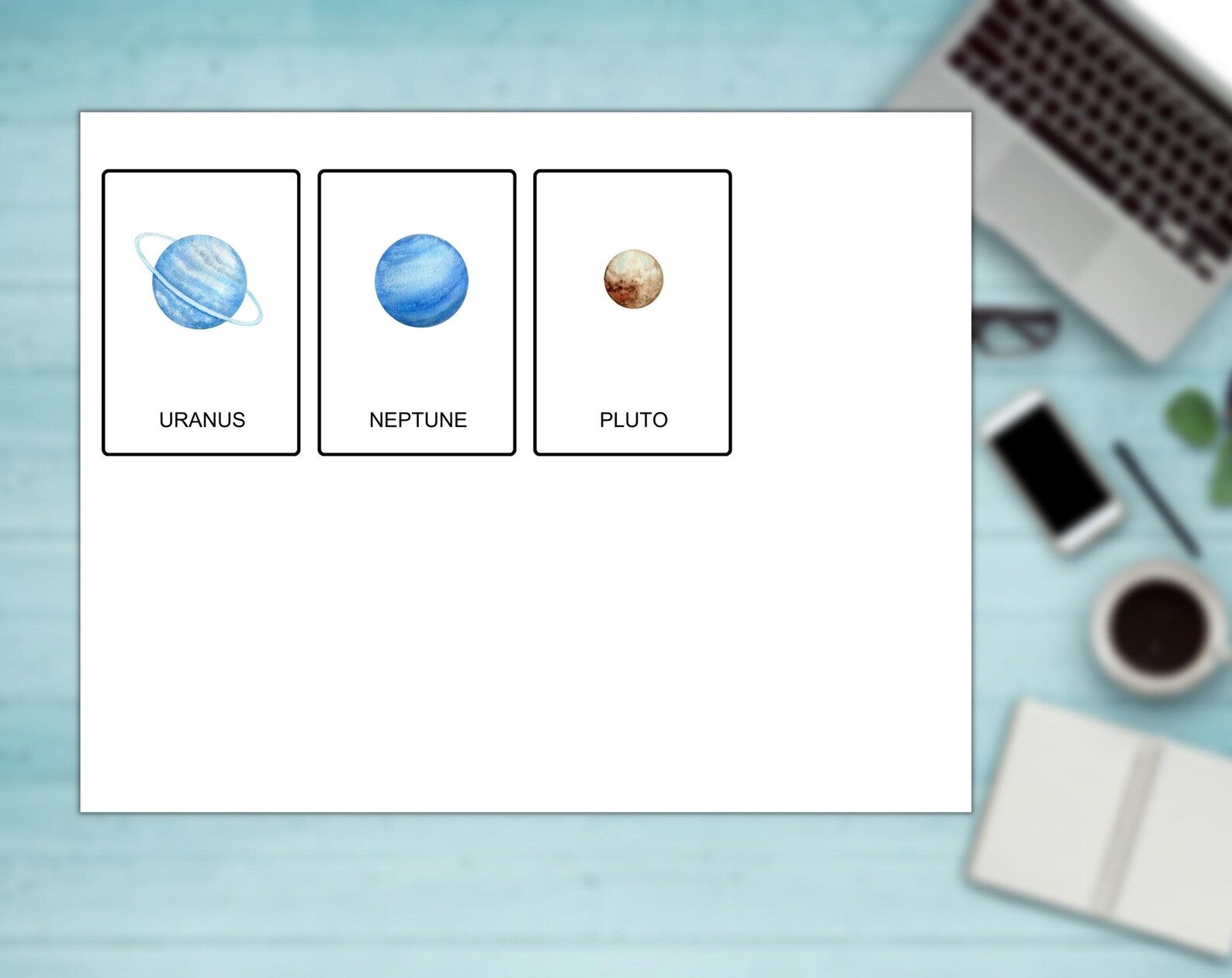 Printable Solar System (watercolor) Flash Cards | Montessori Cards | 11 ...